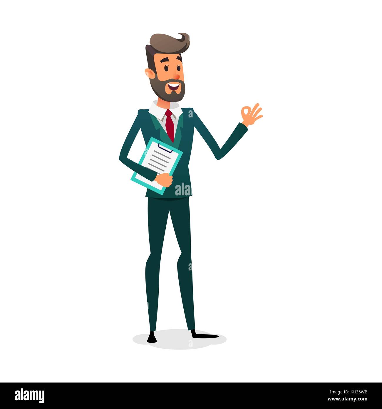 Drôle d'investisseur de dessin animé montrant le signe ok. Le Manager ...