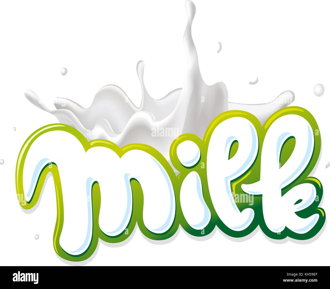Logo lait lait écrite à la main avec splash - vector illustration Image ...