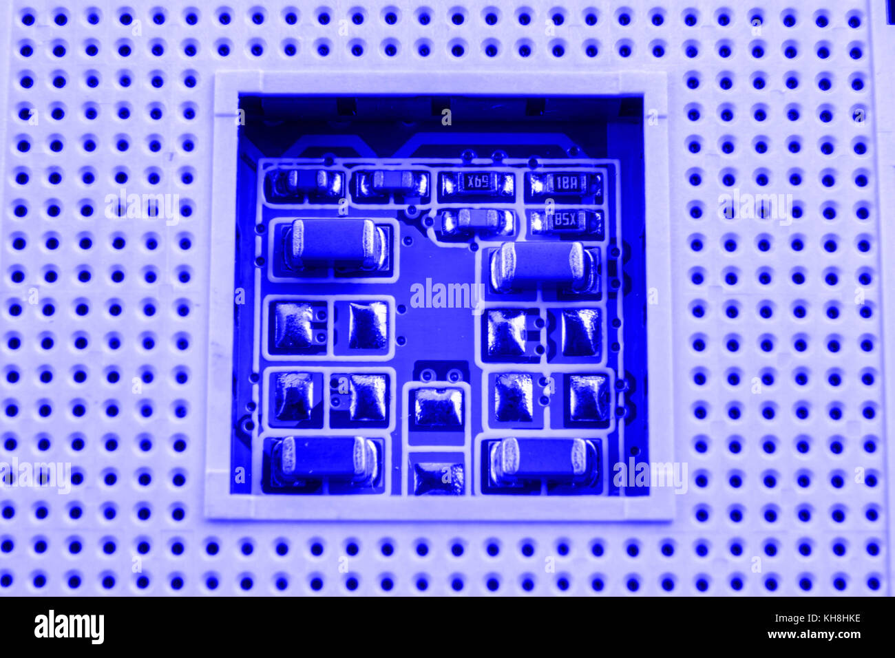 Socket de processeur sur la carte mère d'un ordinateur en mode macro ...