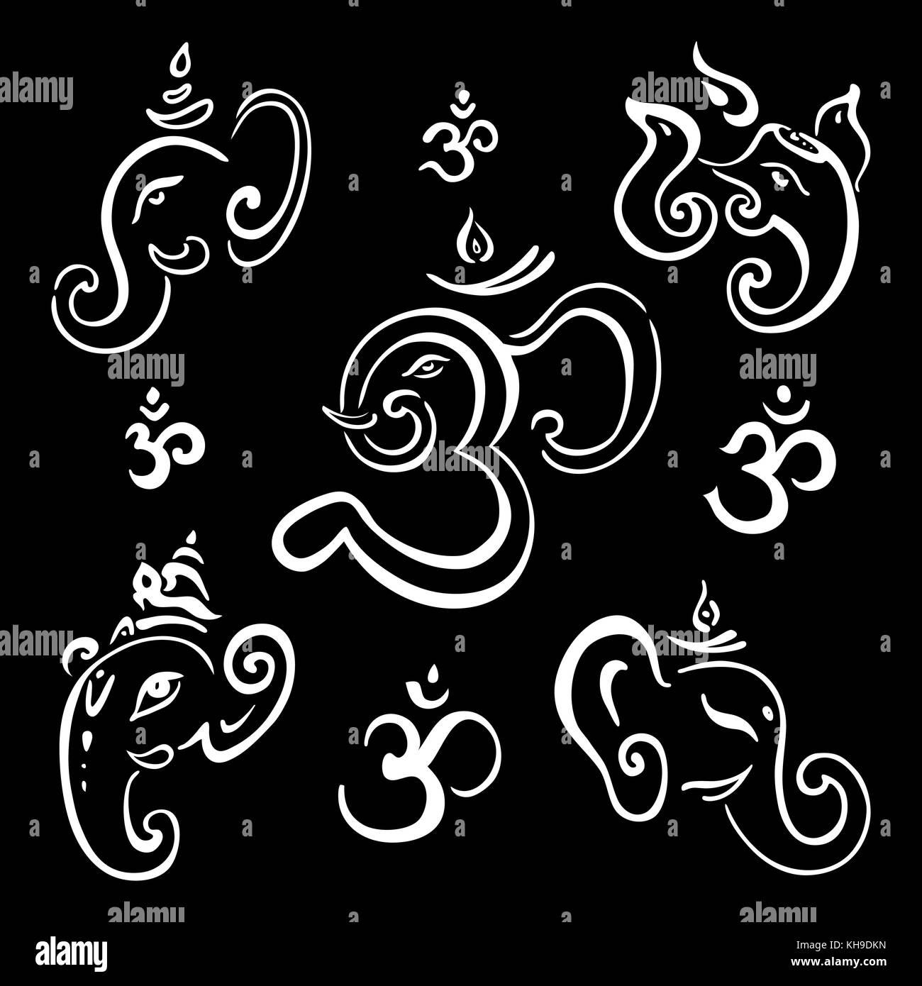 Symbole aum om ohm. vector illustration dessiné à la main Image ...