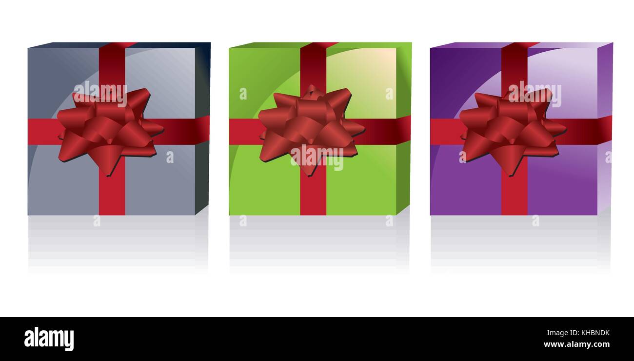 Différents types de coffrets cadeaux - vector illustration Image ...