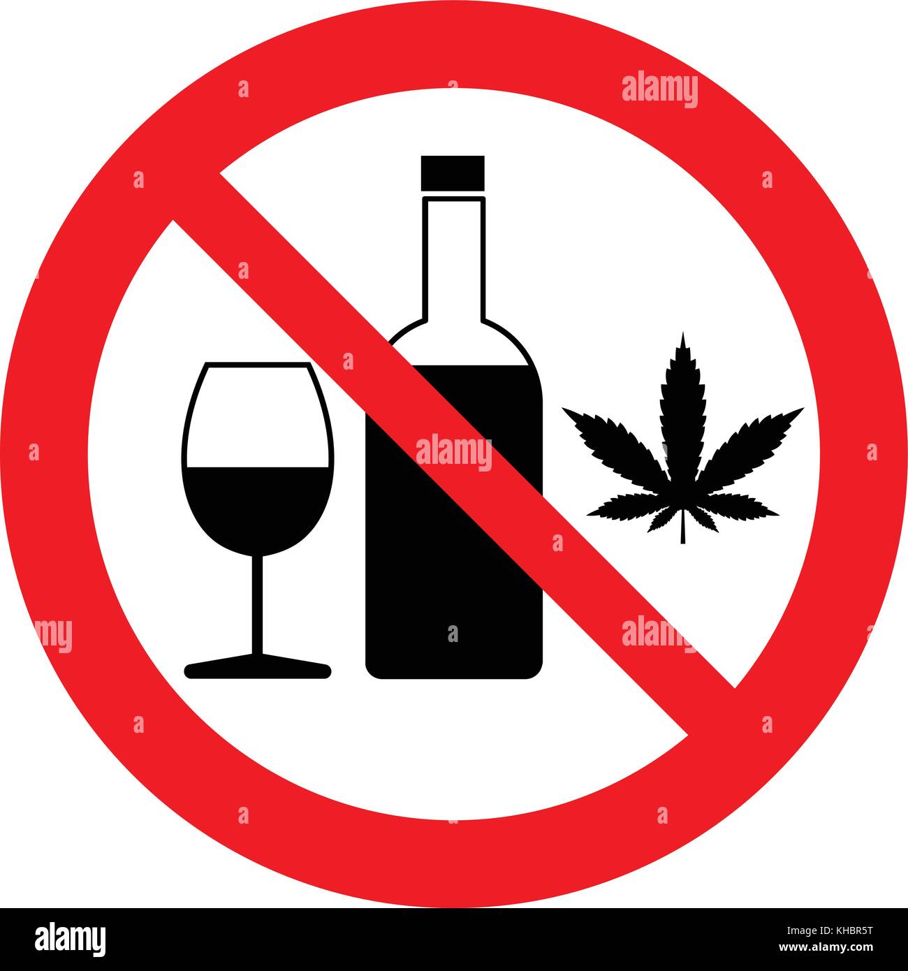 Pas d'alcool et de drogues. Signe d'interdiction de l'alcool et des ...