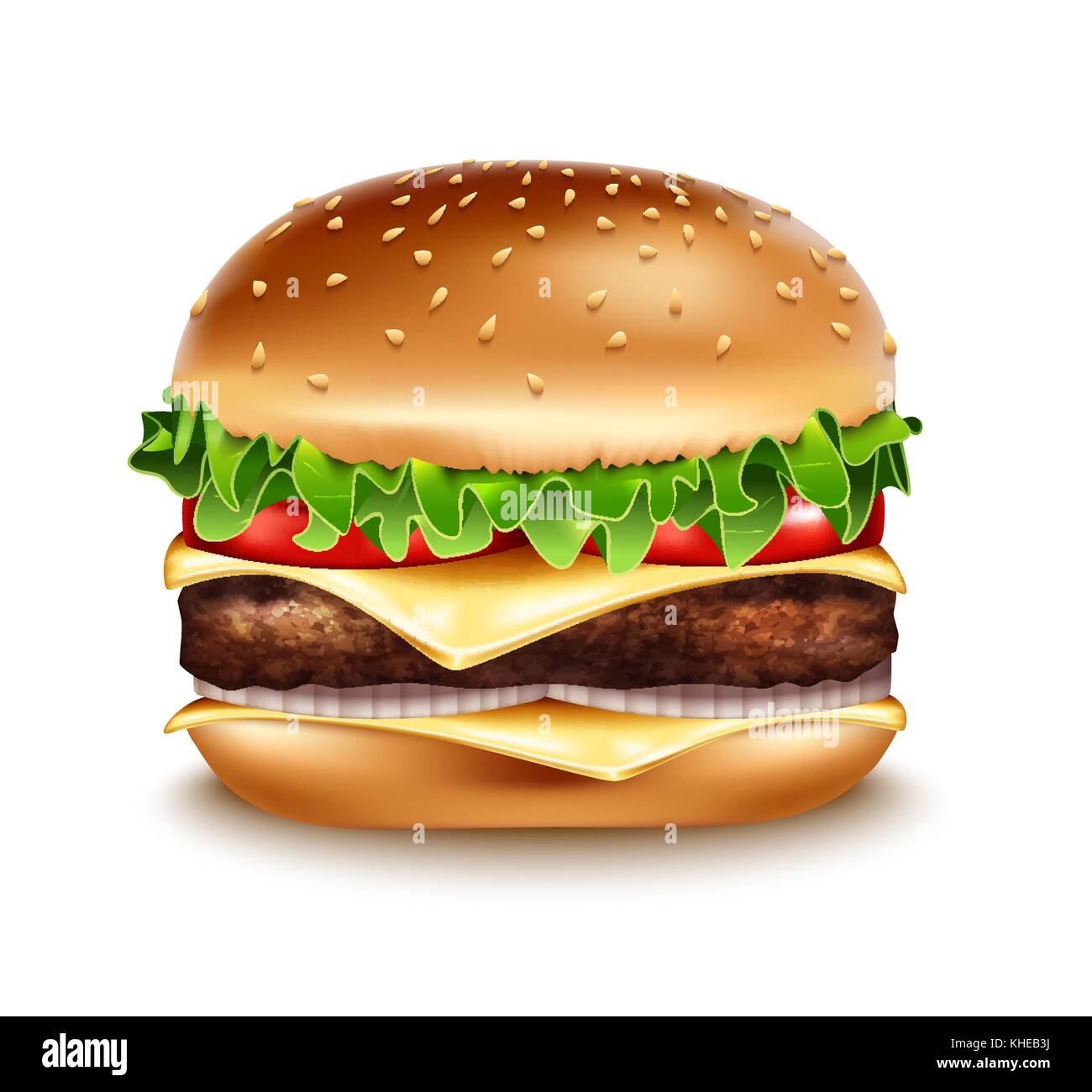Licône Vecteur Hamburger Réaliste Classic Burger American