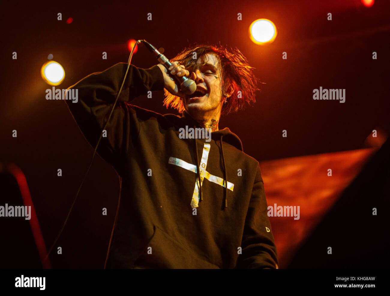 Moscou-30 mars,2017:Le rappeur Lil Peep concert dans une boîte de nuit ...