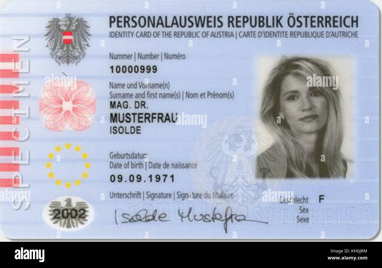 Carte d'identité autrichienne Photo Stock - Alamy