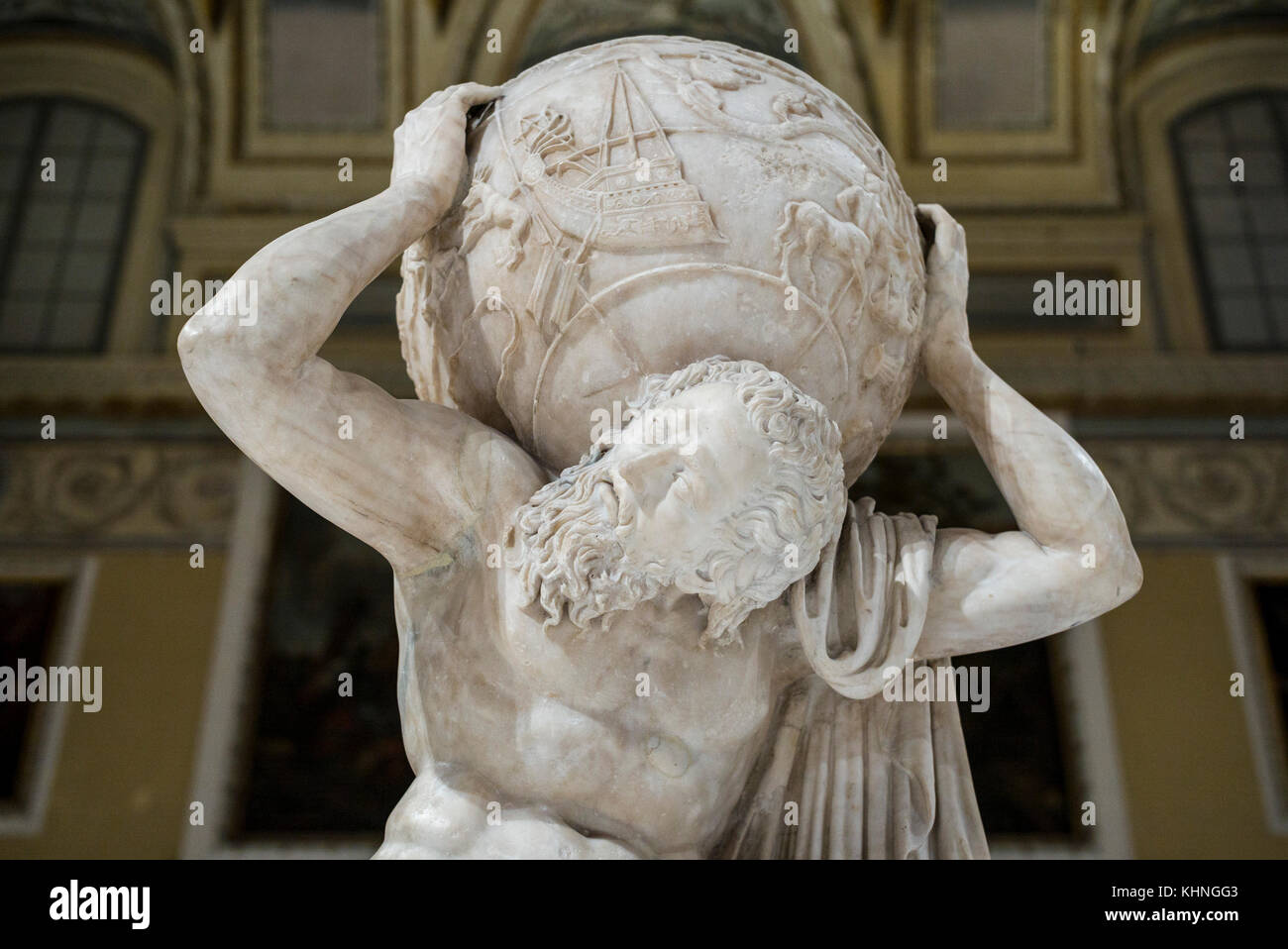 Naples. L'Italie. Atlas Farnèse sculpture, 2ème siècle A.D. Museo ...