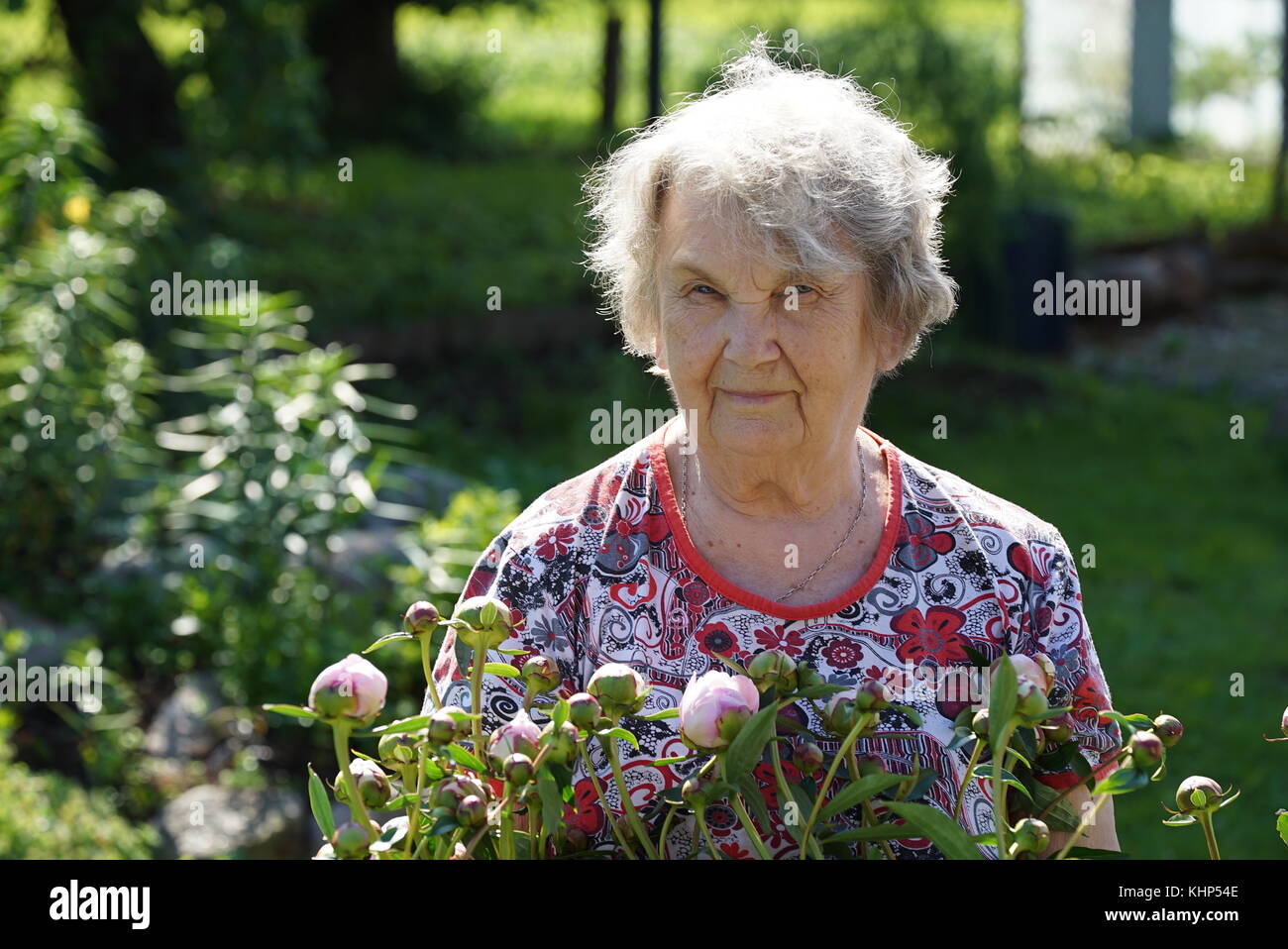Portrait vieille femme aux cheveux gris Banque de photographies et d ...