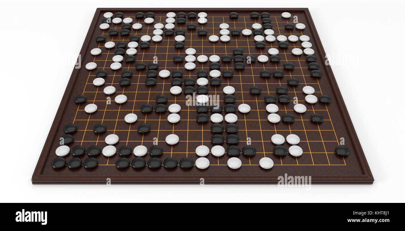 Goban traditionnels asiatiques et du jeu de go weiqi. 3d illustration ...