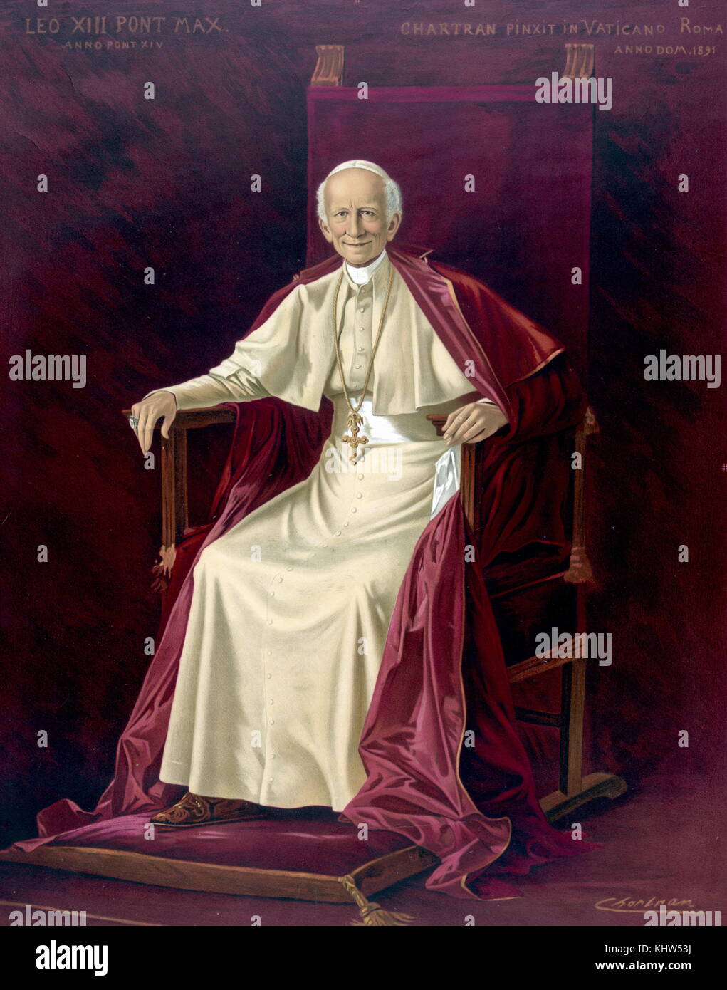 Portrait du Pape Léon XIII (1810-1903) qui avait confirmé le troisième ...