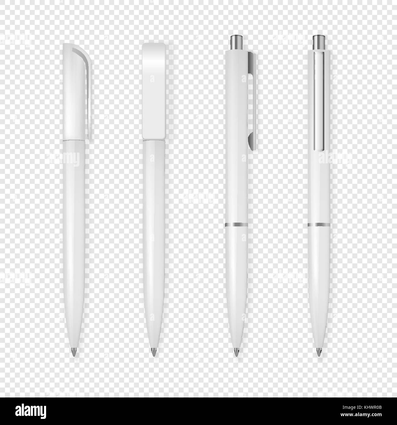Vecteur réaliste stylo blanc icon set. l'image de marque et papeterie ...