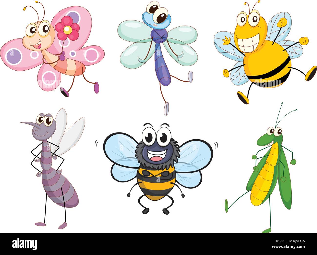 Illustration des insectes volants sur fond blanc Image Vectorielle ...