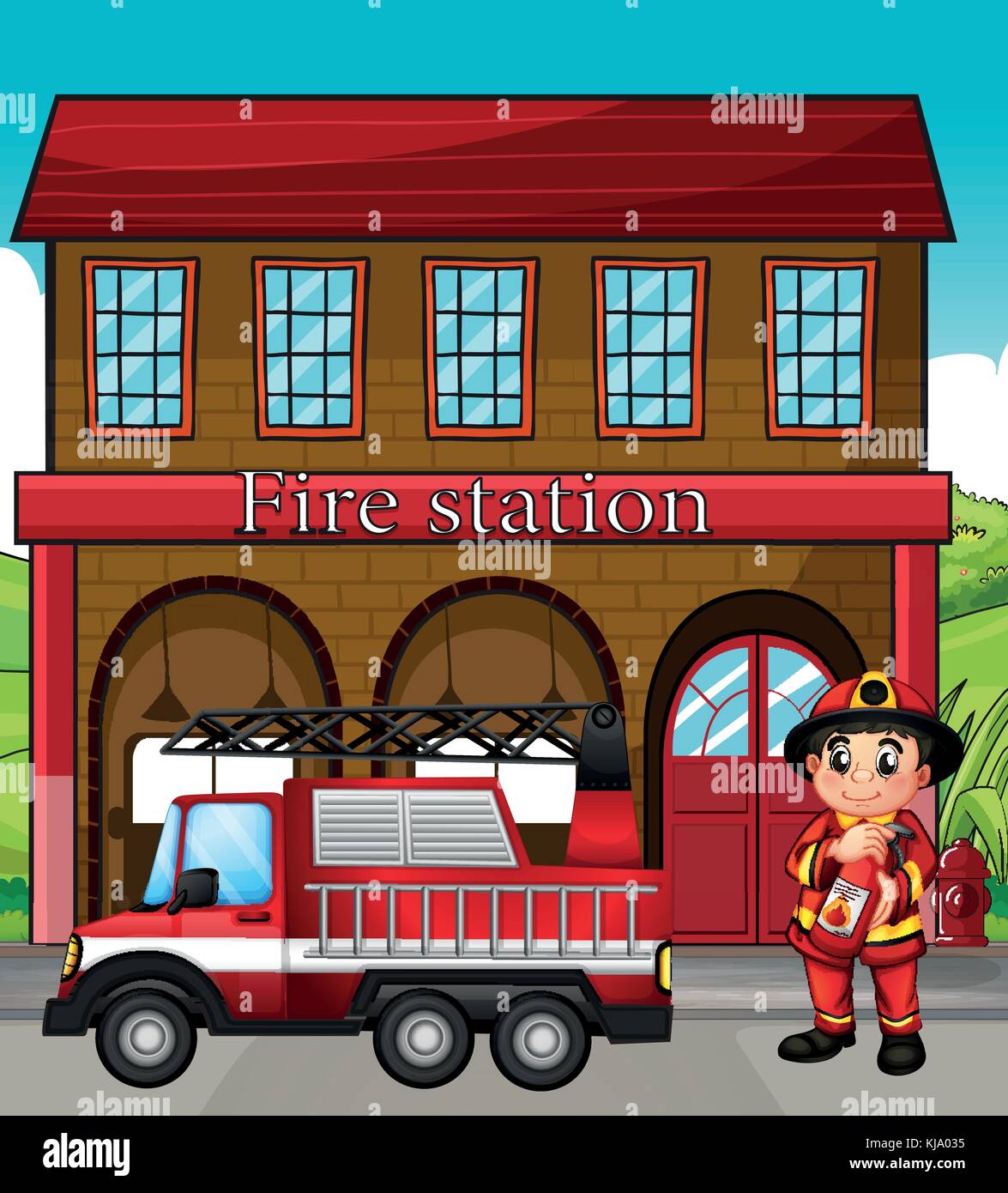 Dessin caserne de pompier Banque d'images vectorielles - Alamy
