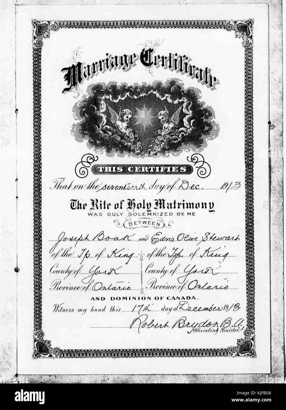 Certificat de mariage Banque d'images noir et blanc - Alamy