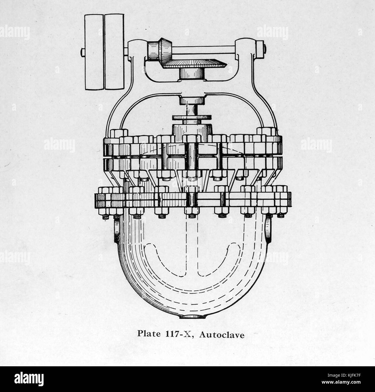 Schéma technique d'un autoclave, il montre les mécanismes nécessaires ...