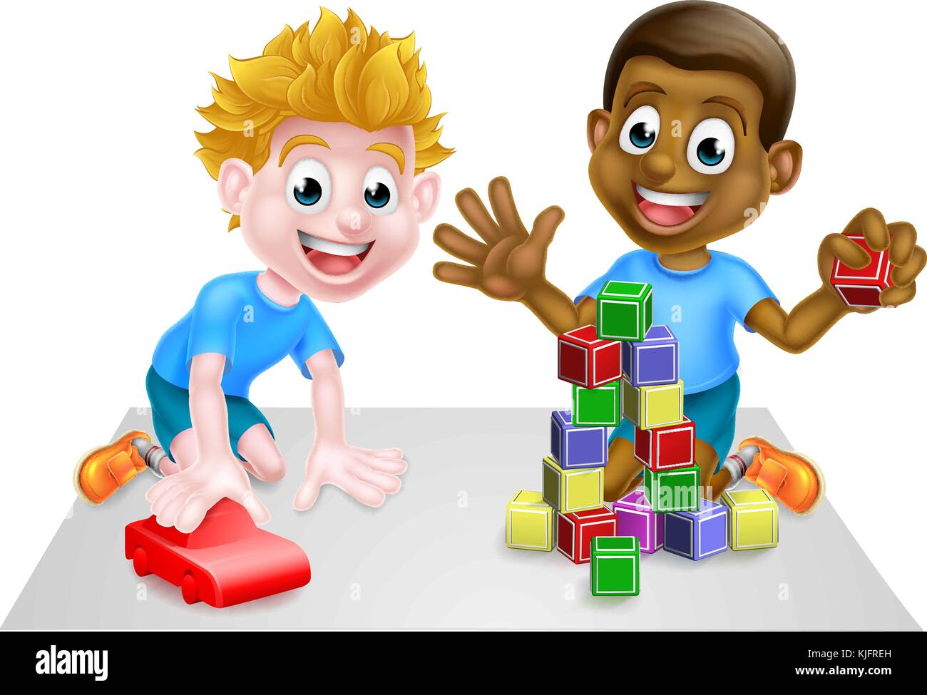 Deux enfants qui jouent ensemble Banque d'images vectorielles - Alamy