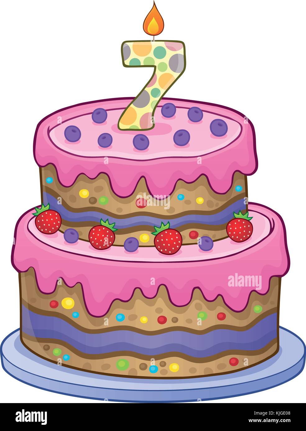 Gâteau d'anniversaire de droit pour 7 ans - eps10 vector illustration ...
