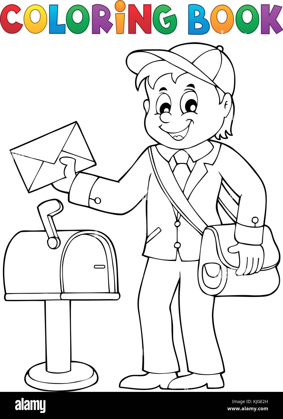 Livre de coloriage facteur Sujet 1 - eps10 vector illustration Image ...