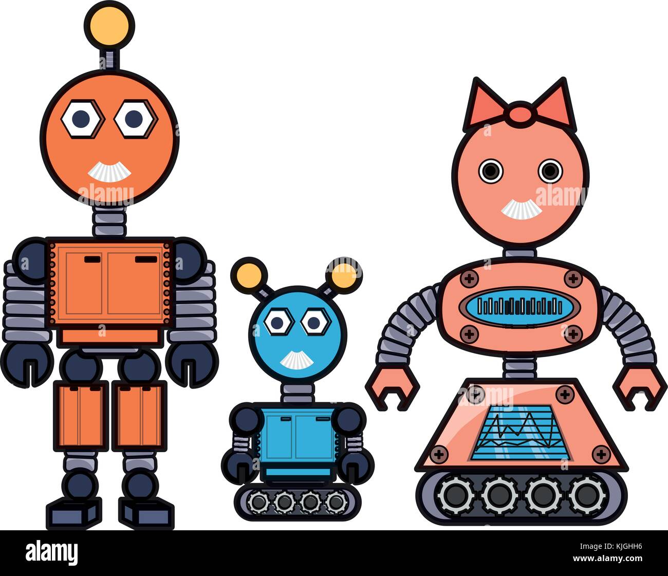Icône de famille robots dessin animé Image Vectorielle Stock - Alamy