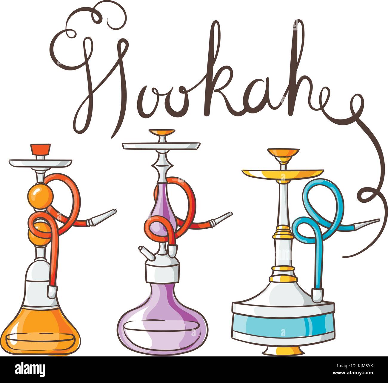 Doodle narguilé. set icônes calebasse de différentes formes. vector ...