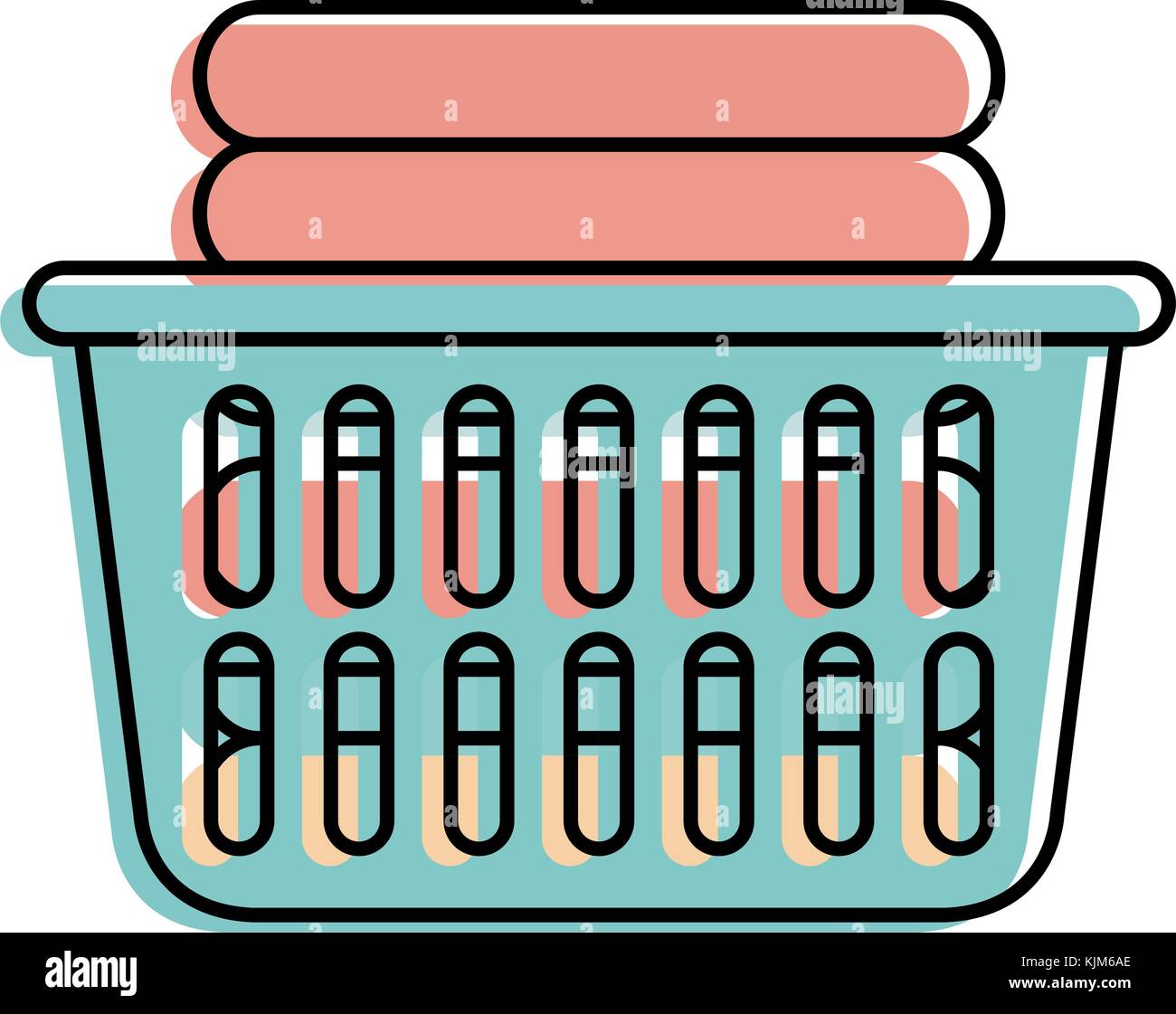 Panier à linge avec pile de vêtements pliés vector illustration design ...