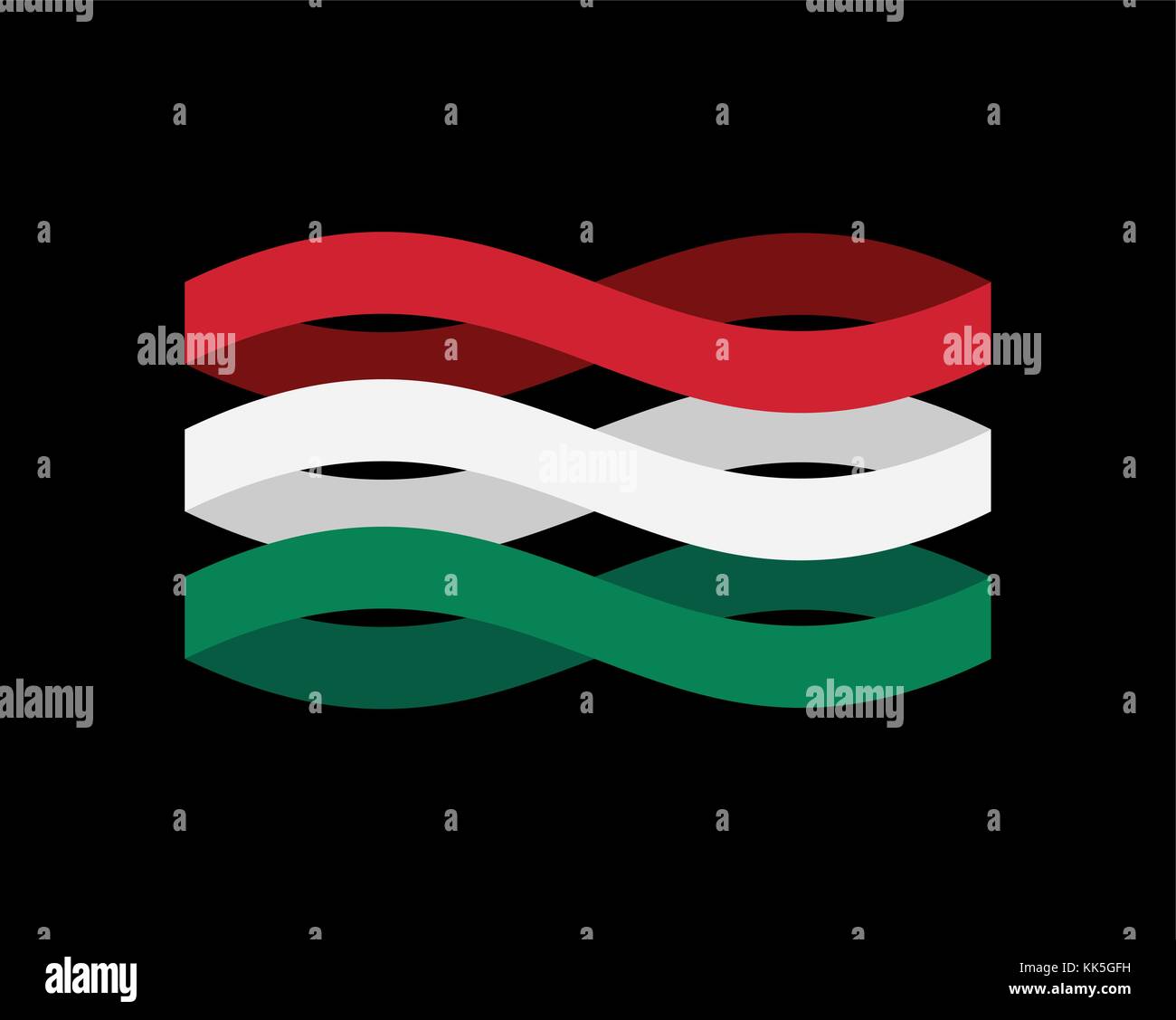 Ruban drapeau Hongrie hongrois national symbole isolé. bande. état pays ...