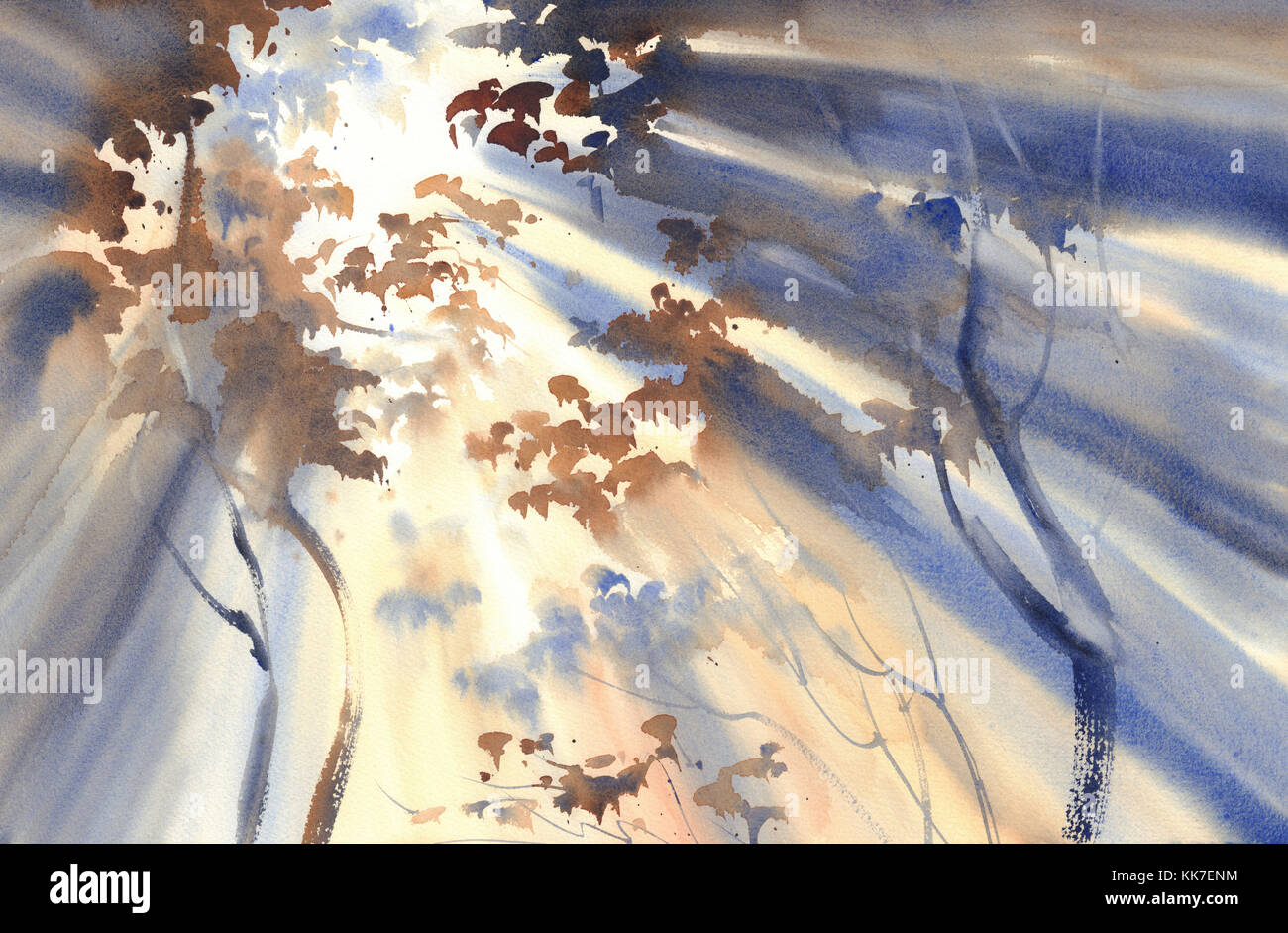 Paysage aquarelle de foret Banque de photographies et d’images à haute ...