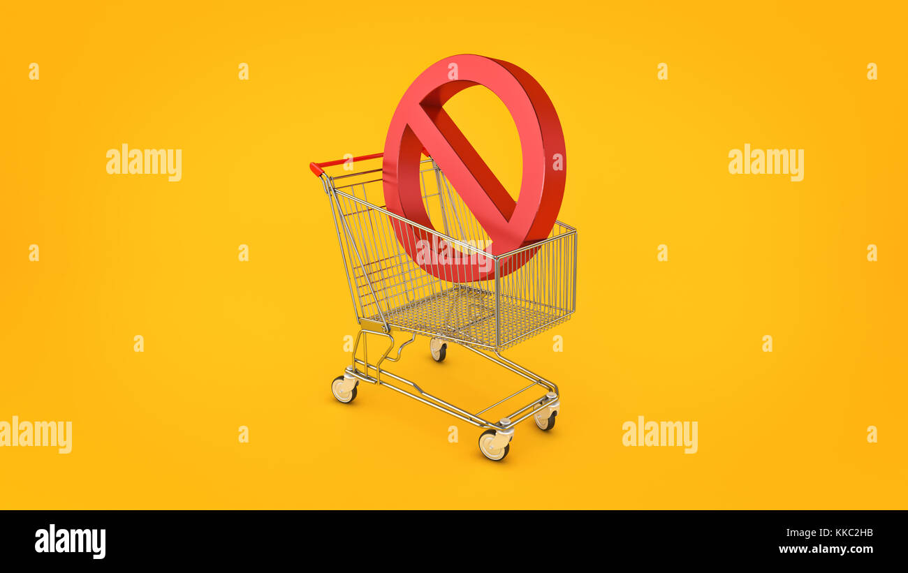 Panier avec interdits, interdiction signe. Le rendu 3D Photo Stock - Alamy