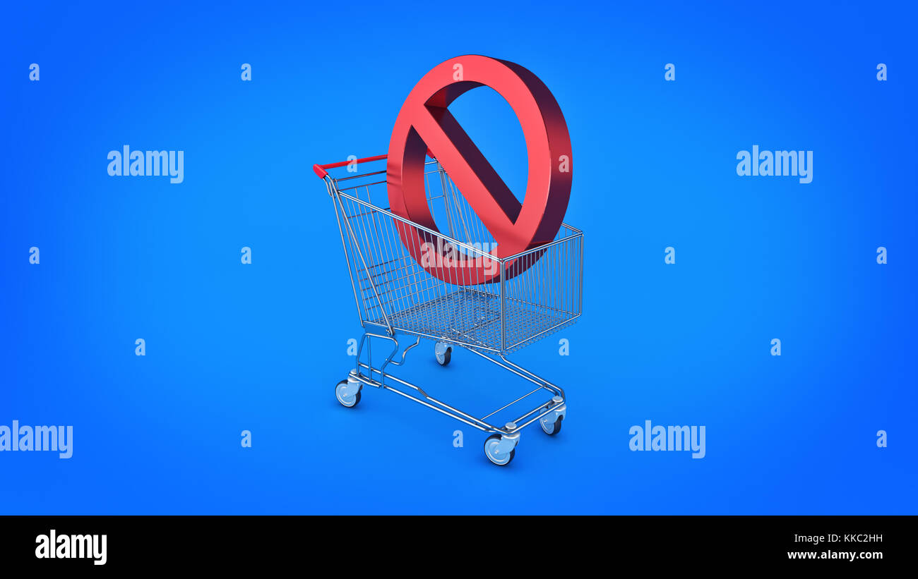 Panier avec interdits, interdiction signe. Le rendu 3D Photo Stock - Alamy
