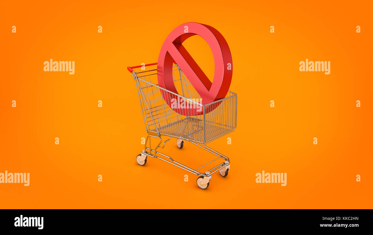 Panier avec interdits, interdiction signe. Le rendu 3D Photo Stock - Alamy