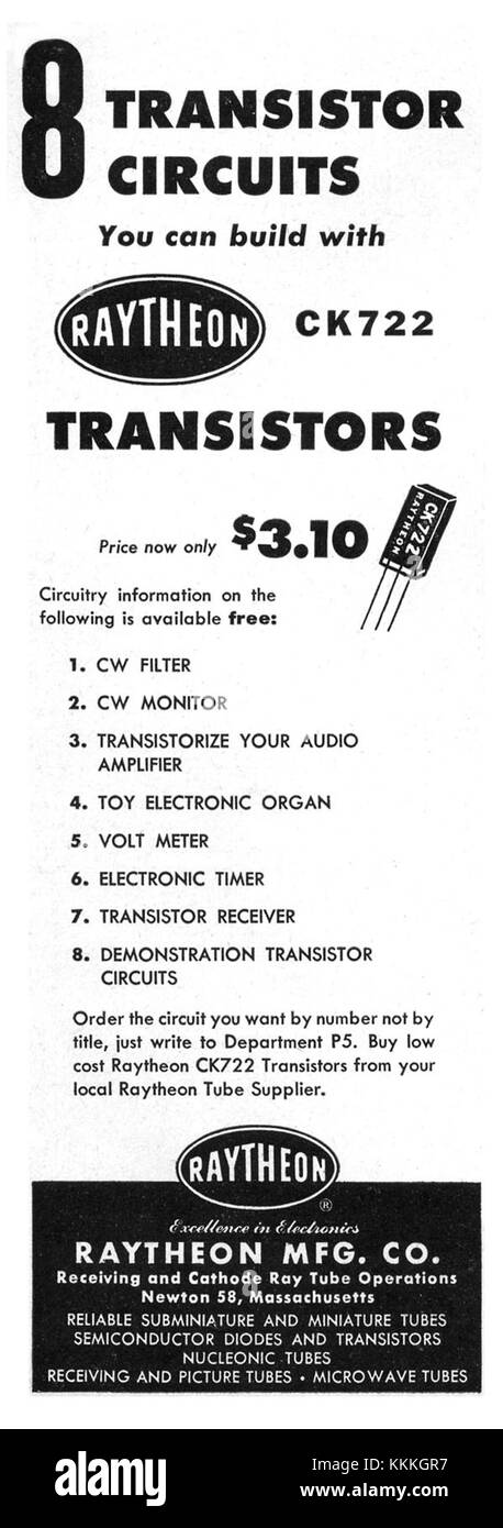 Le Raytheon CK722, introduit en 1953, était un transistor à jonction ...