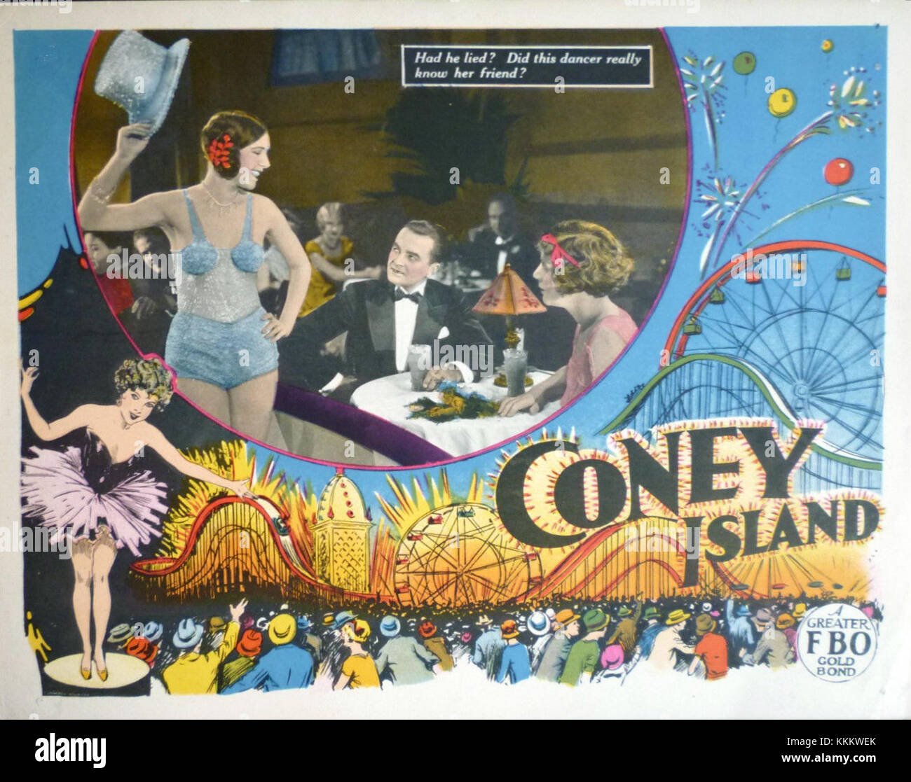 Une carte de hall d'entrée pour Coney Island, capturant un moment du ...