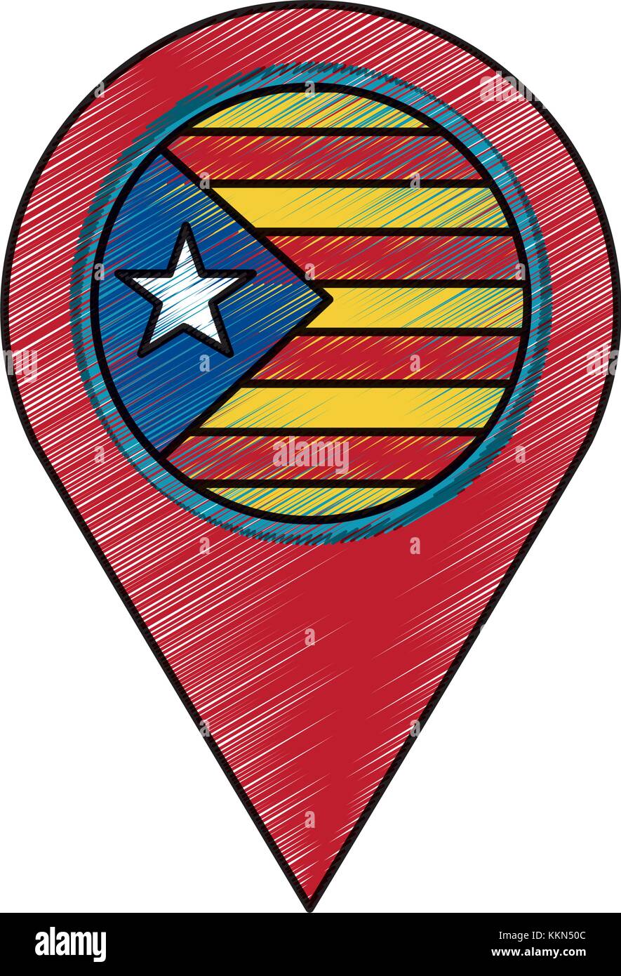 Carte Pin drapeau catalogne concept emplacement Image Vectorielle Stock ...