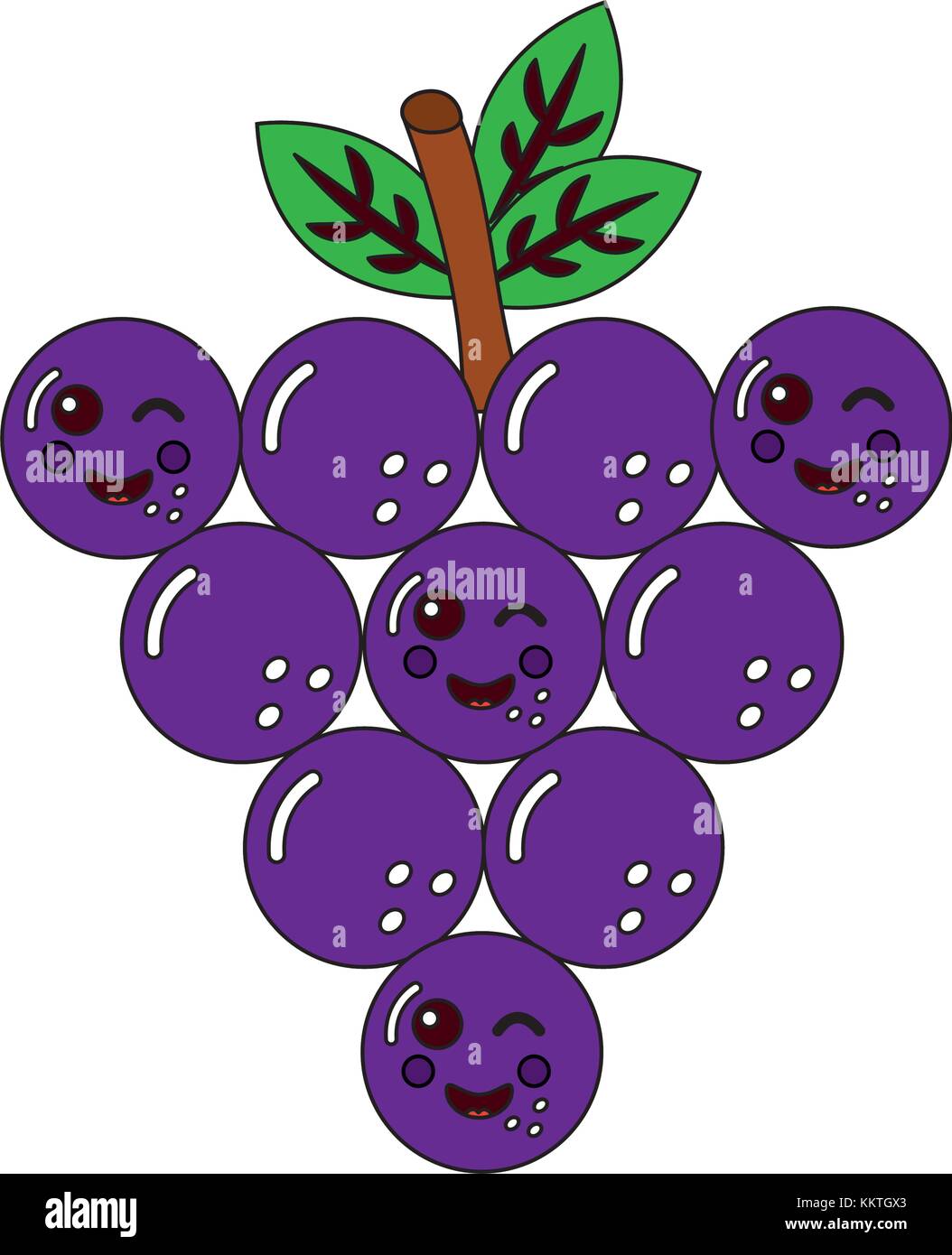 Funny cartoon cute kawaii les raisins de Image Vectorielle Stock - Alamy
