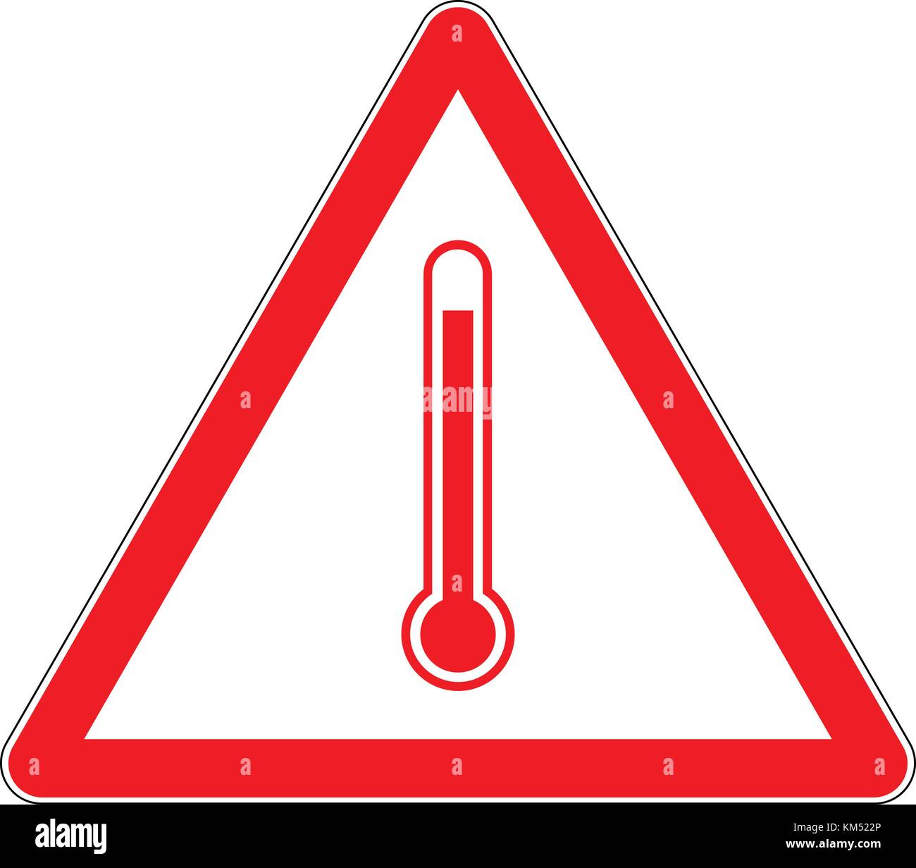 Danger haute température, triangle rouge panneau d'avertissement avec ...