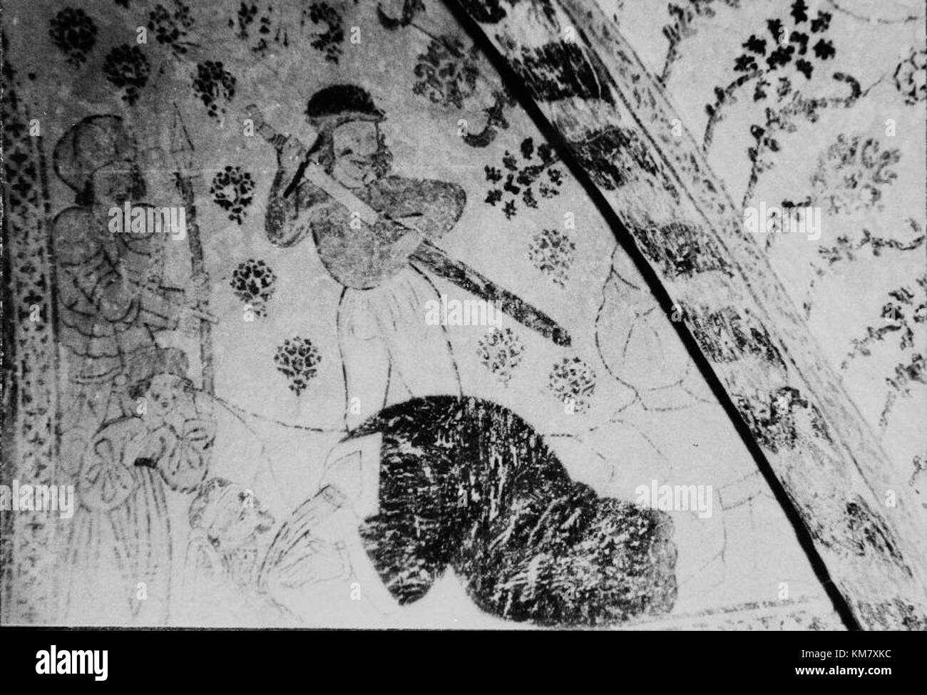 Fresque du 13ème siècle Banque d'images noir et blanc - Alamy