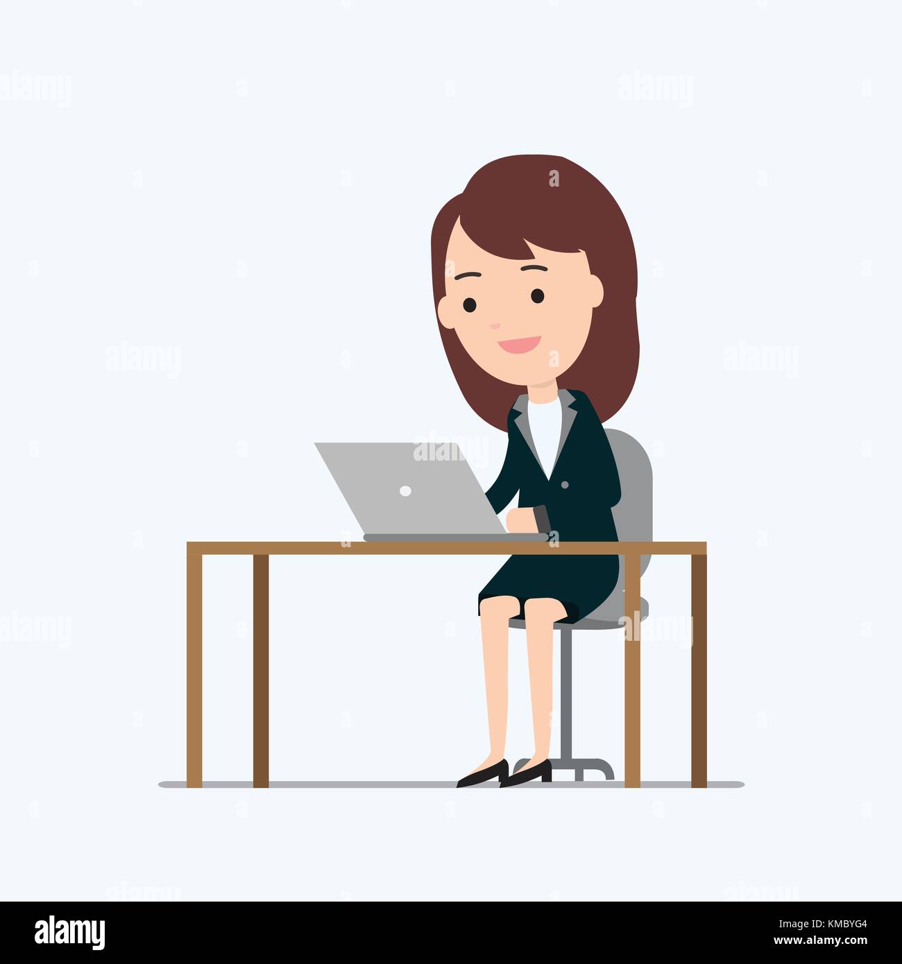 Girl Working At Computer Cartoons