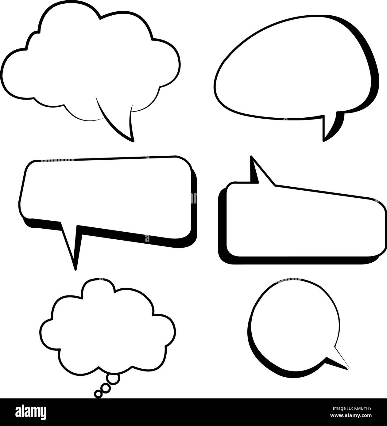 Zones de texte Bulles vecteur comique avec fond blanc nuages isolés.des ...