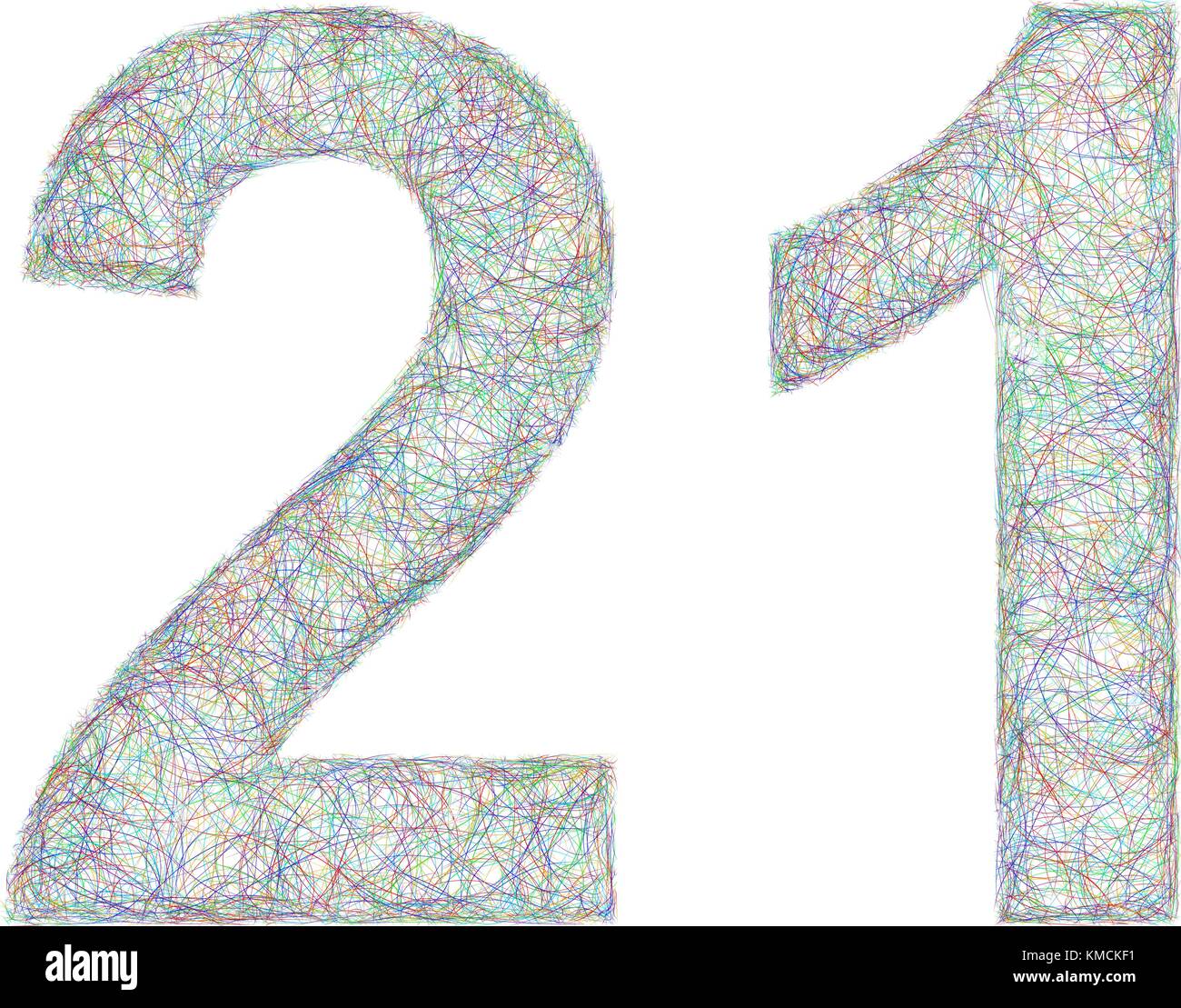 Croquis colorés anniversaire design - numéro 21 Image Vectorielle Stock ...