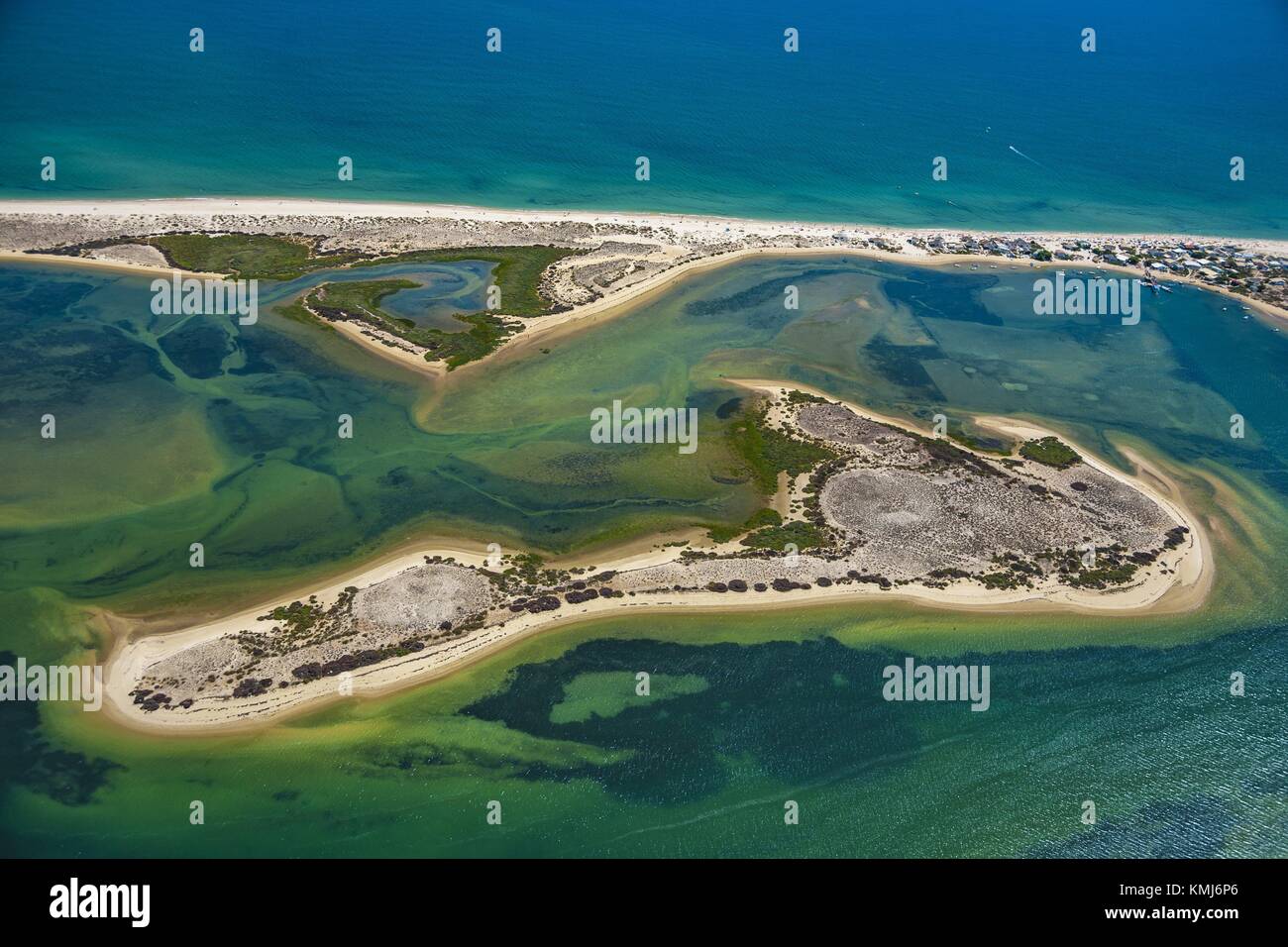 L'île de Ilha da Fuzeta.Ria Formosa, parc naturel. Le district de Faro ...