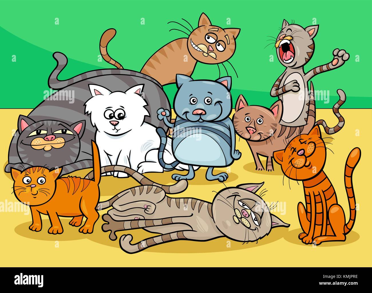Cartoon illustration de chats ou chatons drôles personnages animaux ...