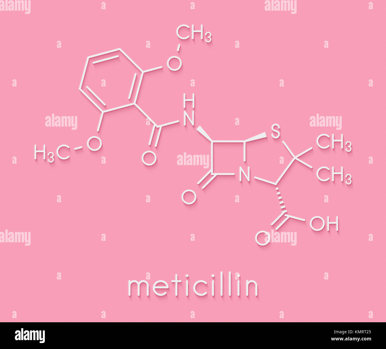 Meticillin (antibiotiques de la classe des bêta-lactamines) molécule. L ...