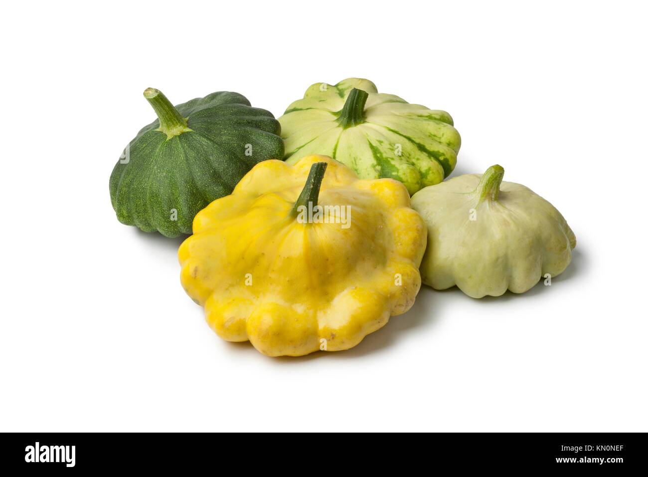 Différents types de courges d'Pattypan sur fond blanc Photo Stock - Alamy
