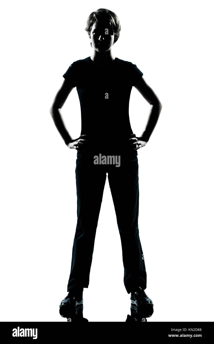 Portrait Dun Jeune Adolescent Garçon Ou Fille Silhouette Debout Les