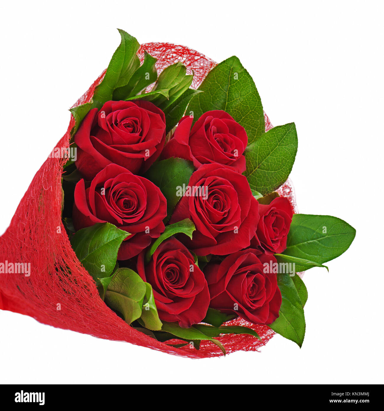 Bouquet de roses rouge isolé sur fond blanc. Libre Photo Stock - Alamy