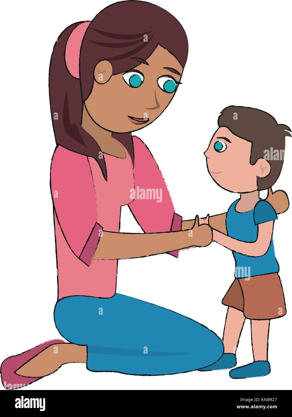 Mère et fils cartoon Image Vectorielle Stock - Alamy