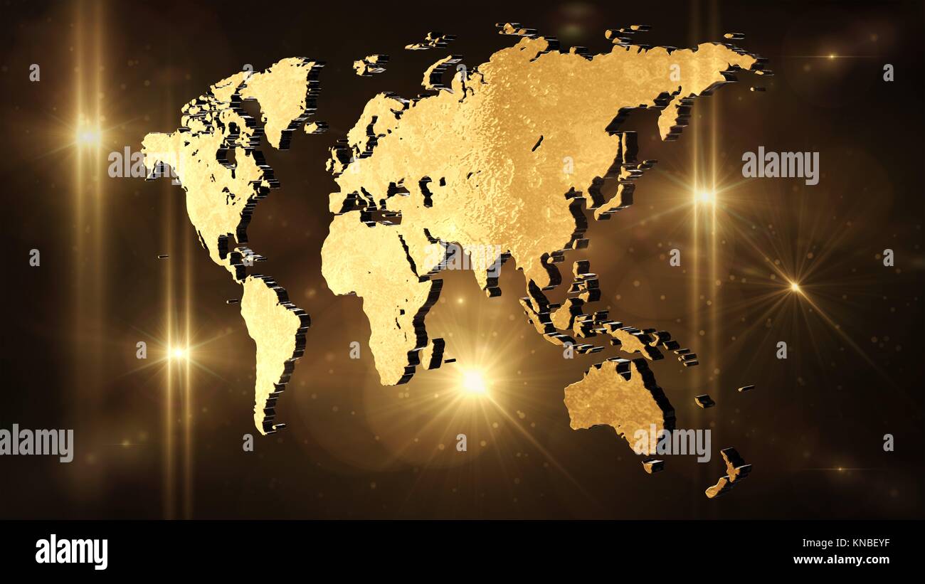 Carte du monde en or Banque de photographies et d’images à haute ...
