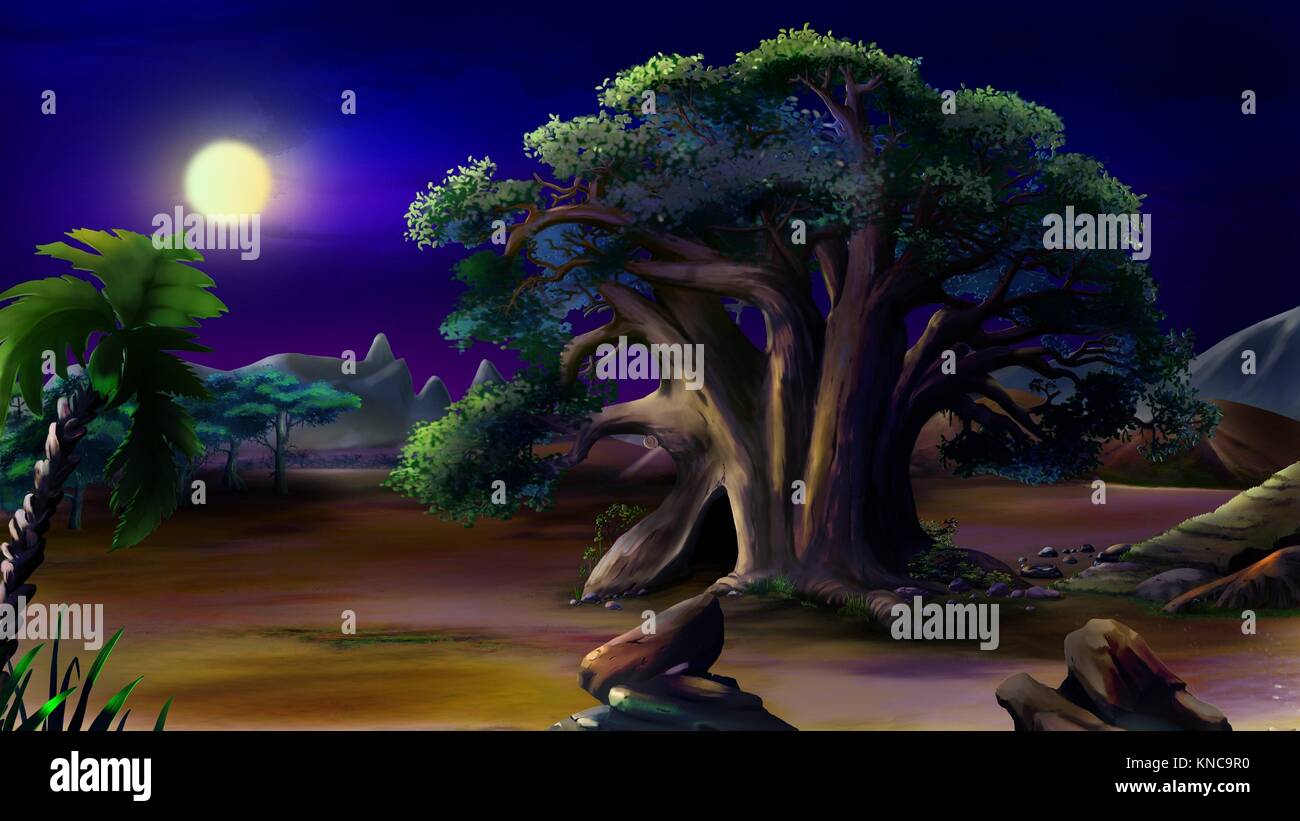 Baobab Dans La Savane Verte Banque d'image et photos - Alamy