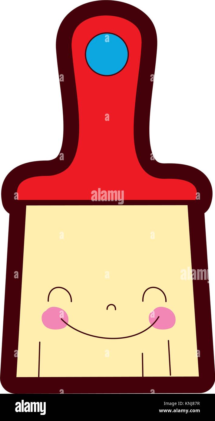La couleur de ligne kawaii cute heureux objet brush Image Vectorielle ...