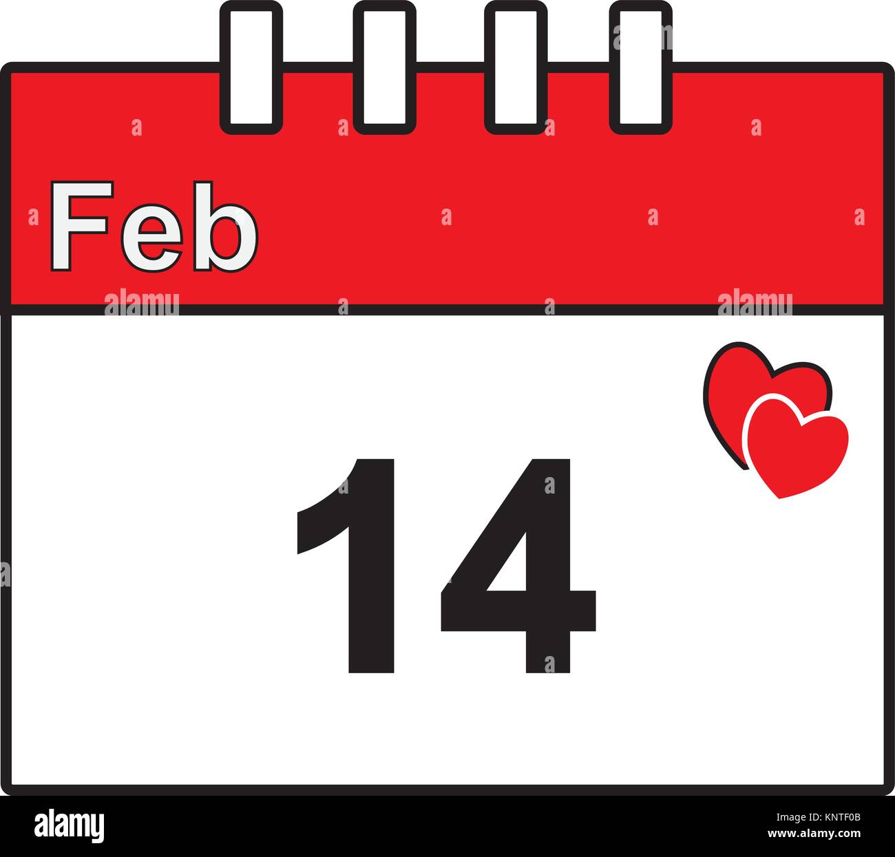 Page de calendrier pour le 14 février pour la Saint Valentin ou ...