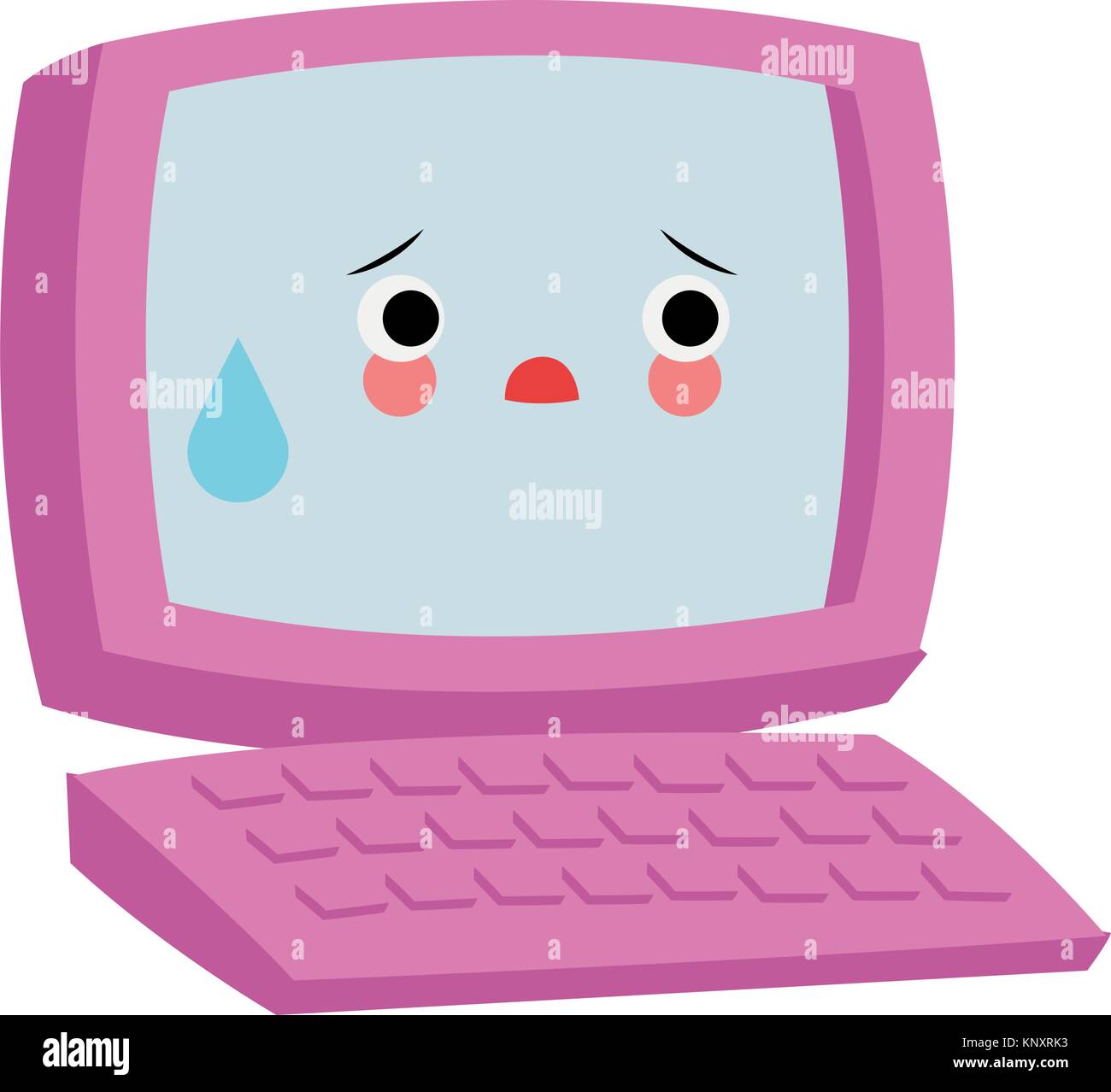 Ordinateur avec clavier kawaii cute cartoon vector icône illustration ...